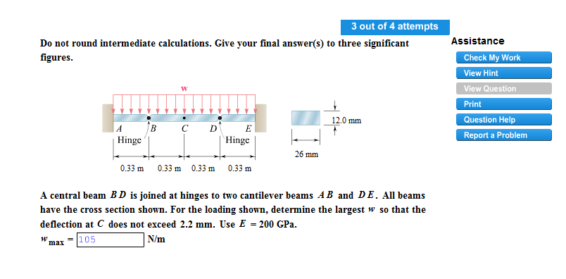 Solved A central beam BD is joined at hinges to two | Chegg.com