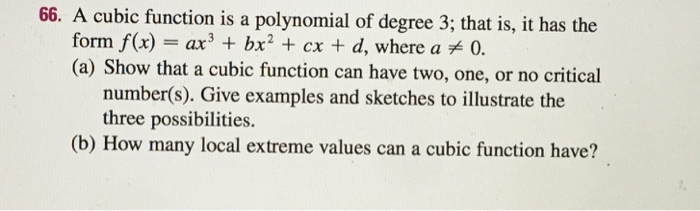 Solved A cubic function is a polynomial of degree 3; that | Chegg.com