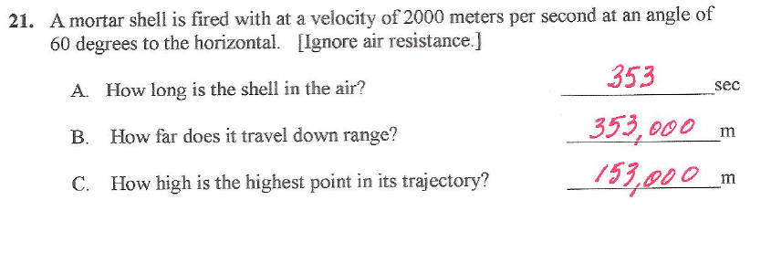 Solved 21. A mortar shell is fired with at a velocity of | Chegg.com