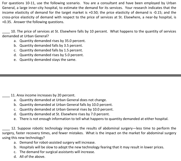 Solved For questions 10-11, use the following scenario. You | Chegg.com