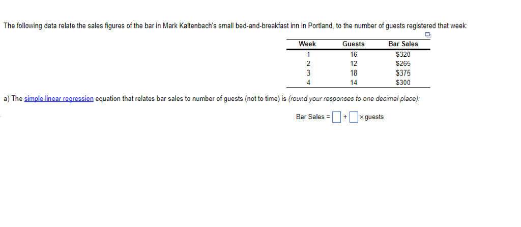 Solved The Following Data Relate The Sales Figures Of The