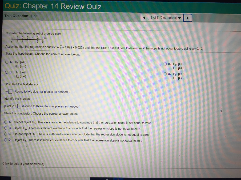 Solved Quiz: Chapter 14 Review Quiz This Question: 1 pt 3 of | Chegg.com