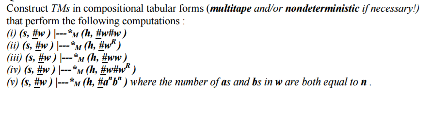 Solved Construct TMs in compositional tabular forms | Chegg.com