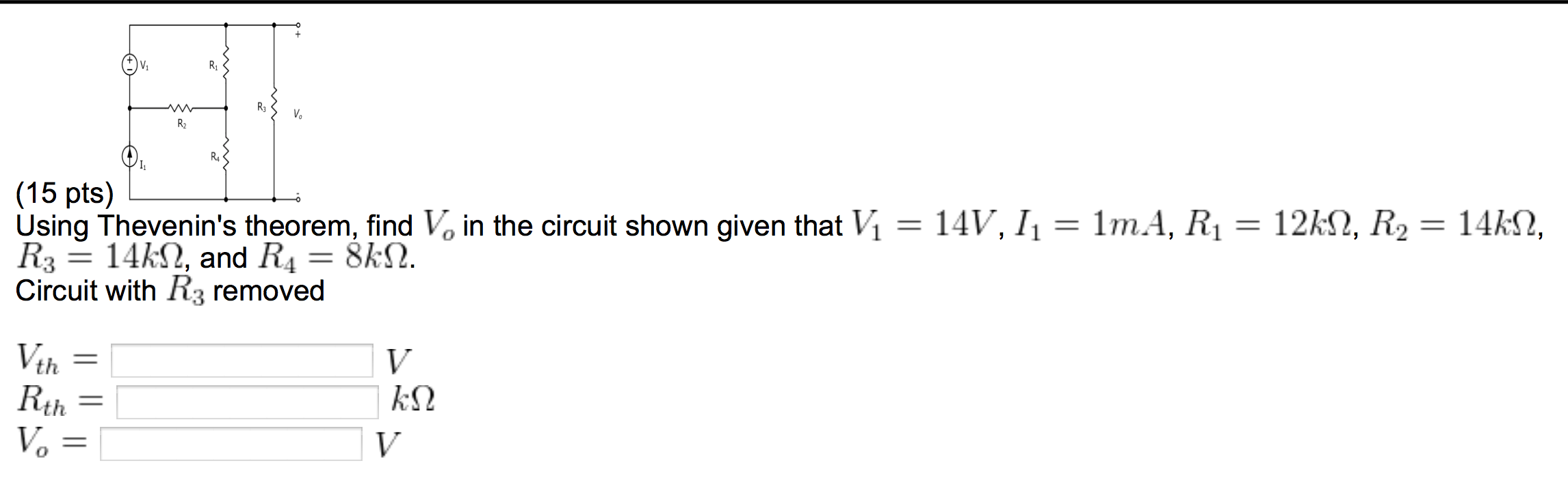 Solved Using Thevenin's theorem, find V0 in the circuit | Chegg.com