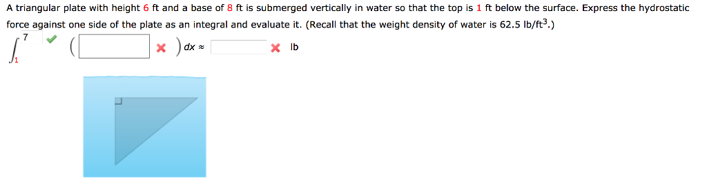 Solved A triangular plate with height 6 ft and a base of 8 | Chegg.com