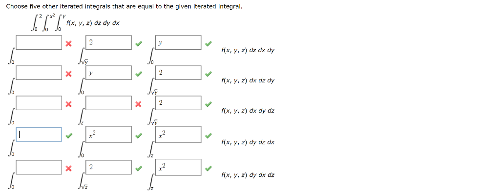 Solved Choose five other iterated integrals that are equal | Chegg.com