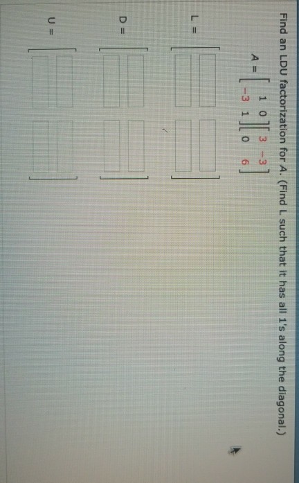 Solved Find an LDU factorization for A. (Find L such that it | Chegg.com