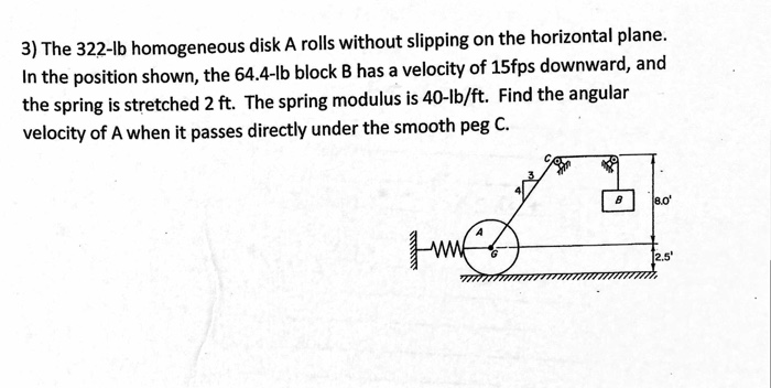 Solved The 322-lb homogeneous disk A rolls without slipping | Chegg.com