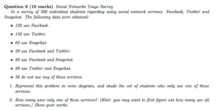 Solved Social Networks Usage Survey In a survey of 300 | Chegg.com