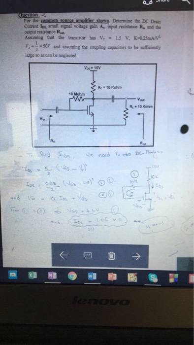 Solved For the common source amplifier shown. Determine the | Chegg.com