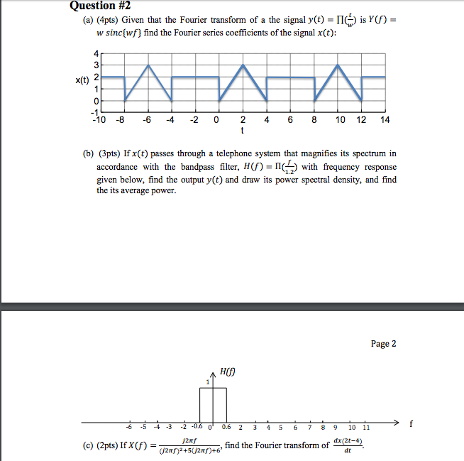 Solved Given that the Fourier transform of a the signal y(t) | Chegg.com