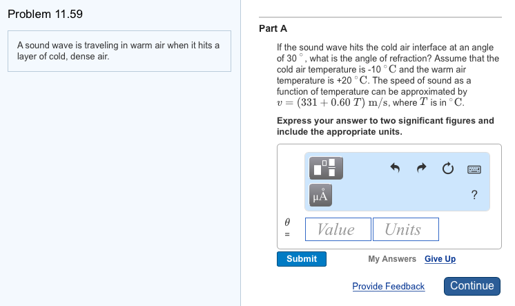 Solved A sound wave is traveling in warm air when it hits a | Chegg.com