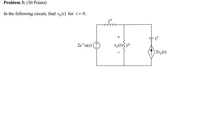 Solved In the following circuit, find vo(t) for t 0. | Chegg.com