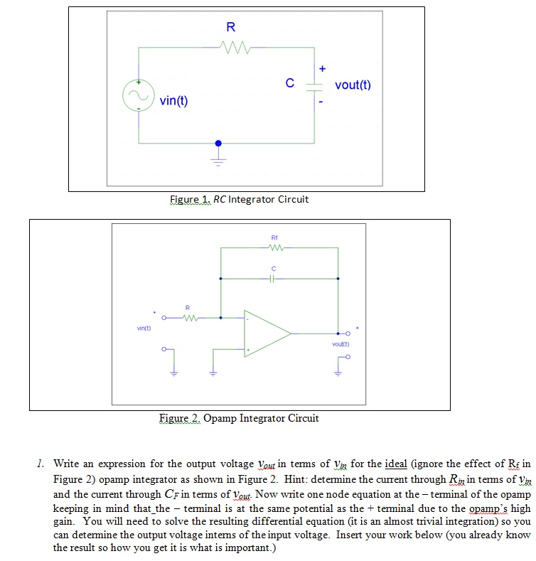 Solved Figure 1. RC Integrator Circuit Figure.2. Opamp | Chegg.com
