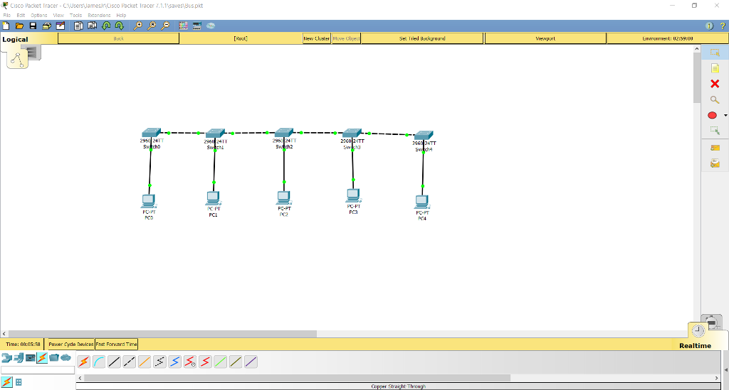 Bus Topology In Cisco Packet Tracer