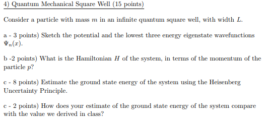 Solved Consider a particle with mass m in an infinite | Chegg.com