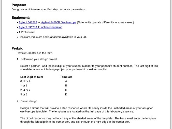 step response design prelab | Chegg.com
