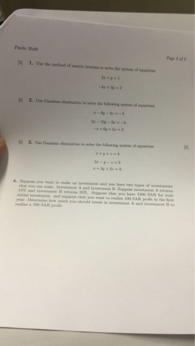 Solved Use the method of matrix inverses to solve the system | Chegg.com