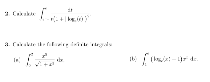 Solved 2. calculate 3. Calculate the following definite | Chegg.com Solved 2. calculate 3. Calculate the following definite | Chegg.com