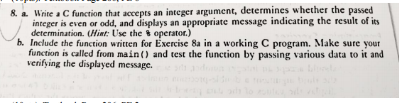 Solved Write A C Function That Accepts An Integer Argument 4070
