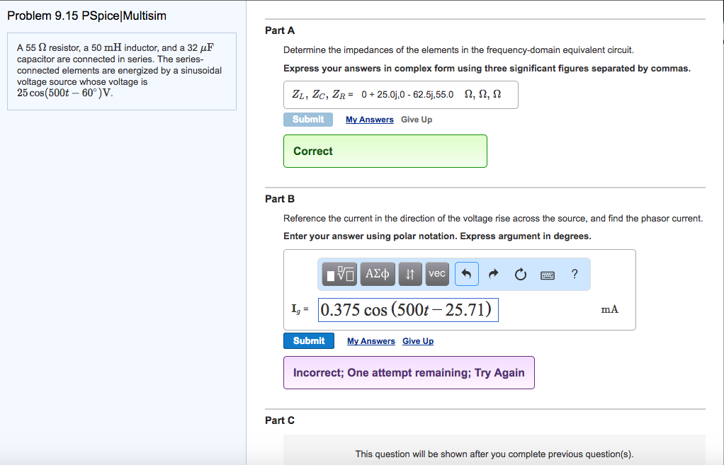 Solved A 55 Ohm resistor, a 50 mH inductor, and a 32 mu F | Chegg.com