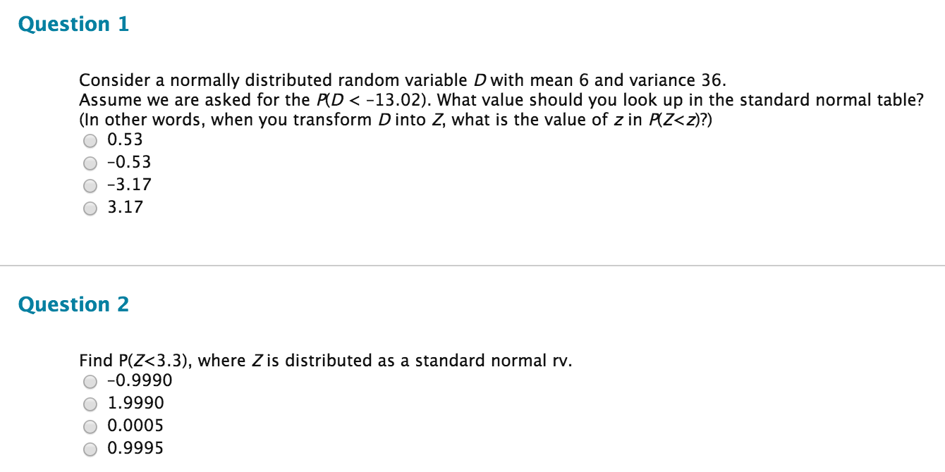Solved Question 1 Consider a normally distributed random | Chegg.com Solved Question 1 Consider a normally distributed random | Chegg.com