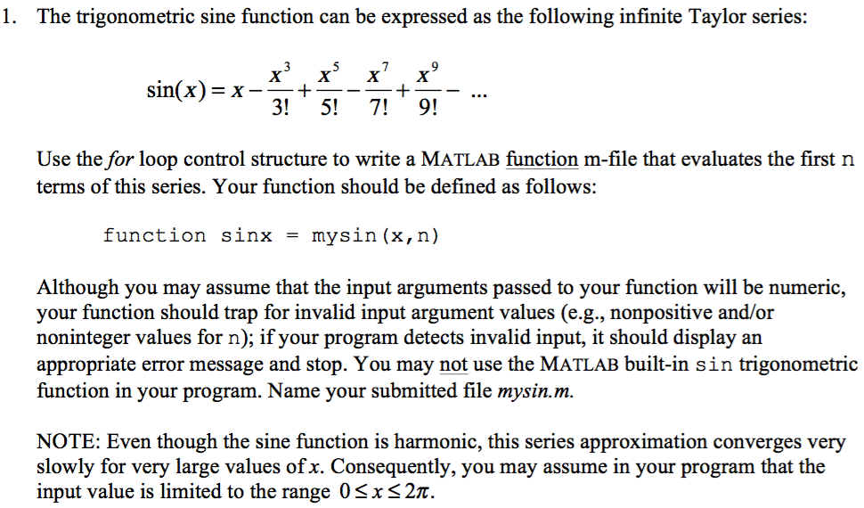 Solved The trigonometric sine function can be expressed as | Chegg.com