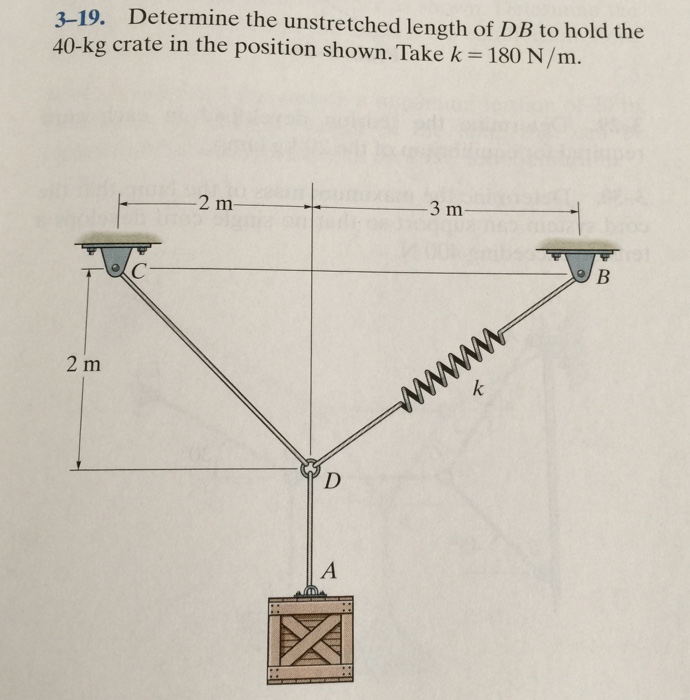 Solved 3-19. Determine the unstretched length of DB to hold | Chegg.com