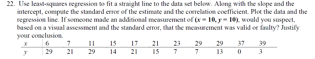 Solved Use least-squares regression to fit a straight line | Chegg.com