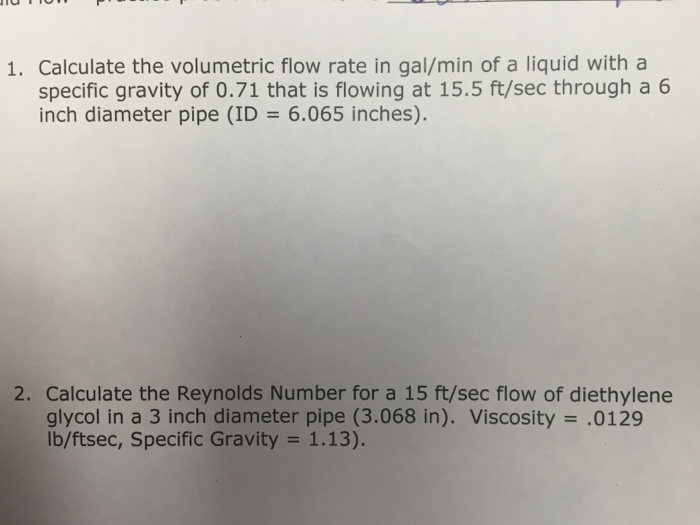 Solved Calculate the volumetric flow rate in gal/min of a | Chegg.com