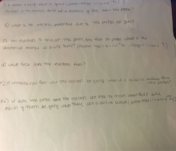 Solved A portion is held fixed in space proton charge =1.6 | Chegg.com