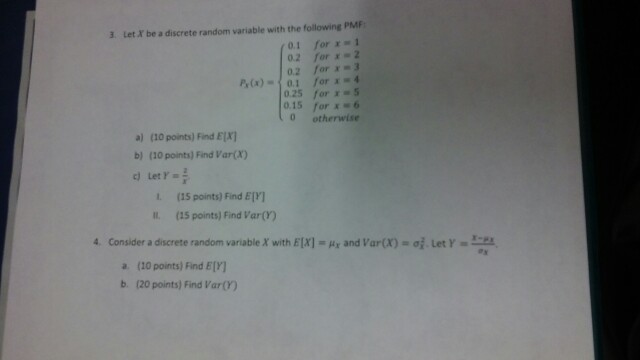 Solved 3. Let X be a discrete random variable with the | Chegg.com