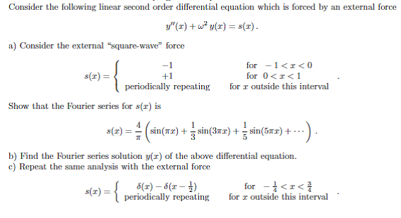 Solved Consider the following linear second order | Chegg.com