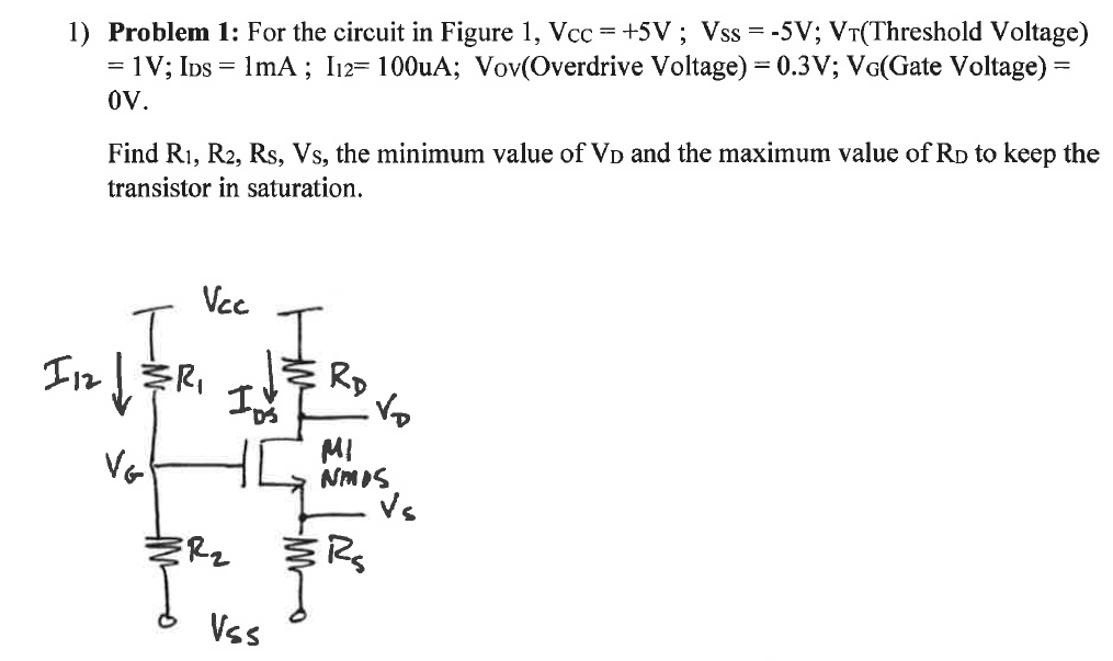 1) Problem 1: For the circuit in Figure 1, Vcc = +5V; | Chegg.com
