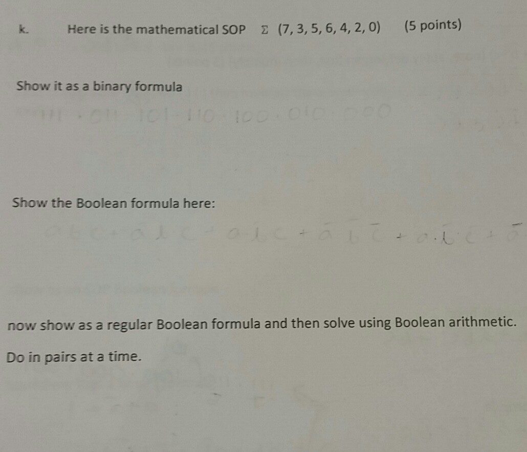 Solved K Here Is The Mathematical SOP 7 3 5 6 4 2 Chegg
