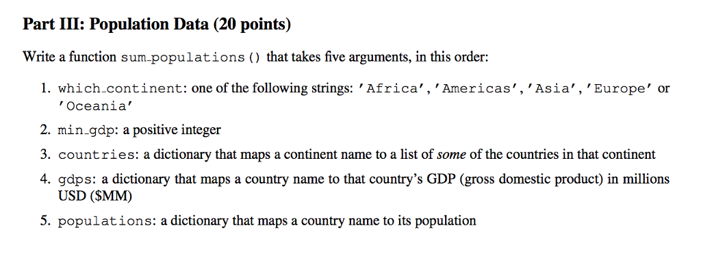 Solved Part III: Population Data (20 points) Write a | Chegg.com