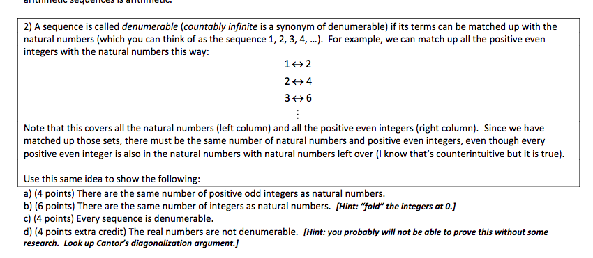 Solved 2) A sequence is called denumerable (countably | Chegg.com