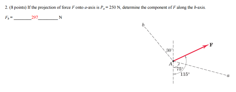 Solved If The Projection Of Force F Onto A Axis Is P A 250
