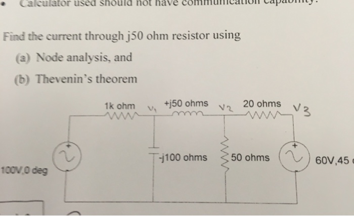 Solved Find the current through j50 ohm resistor using Node | Chegg.com