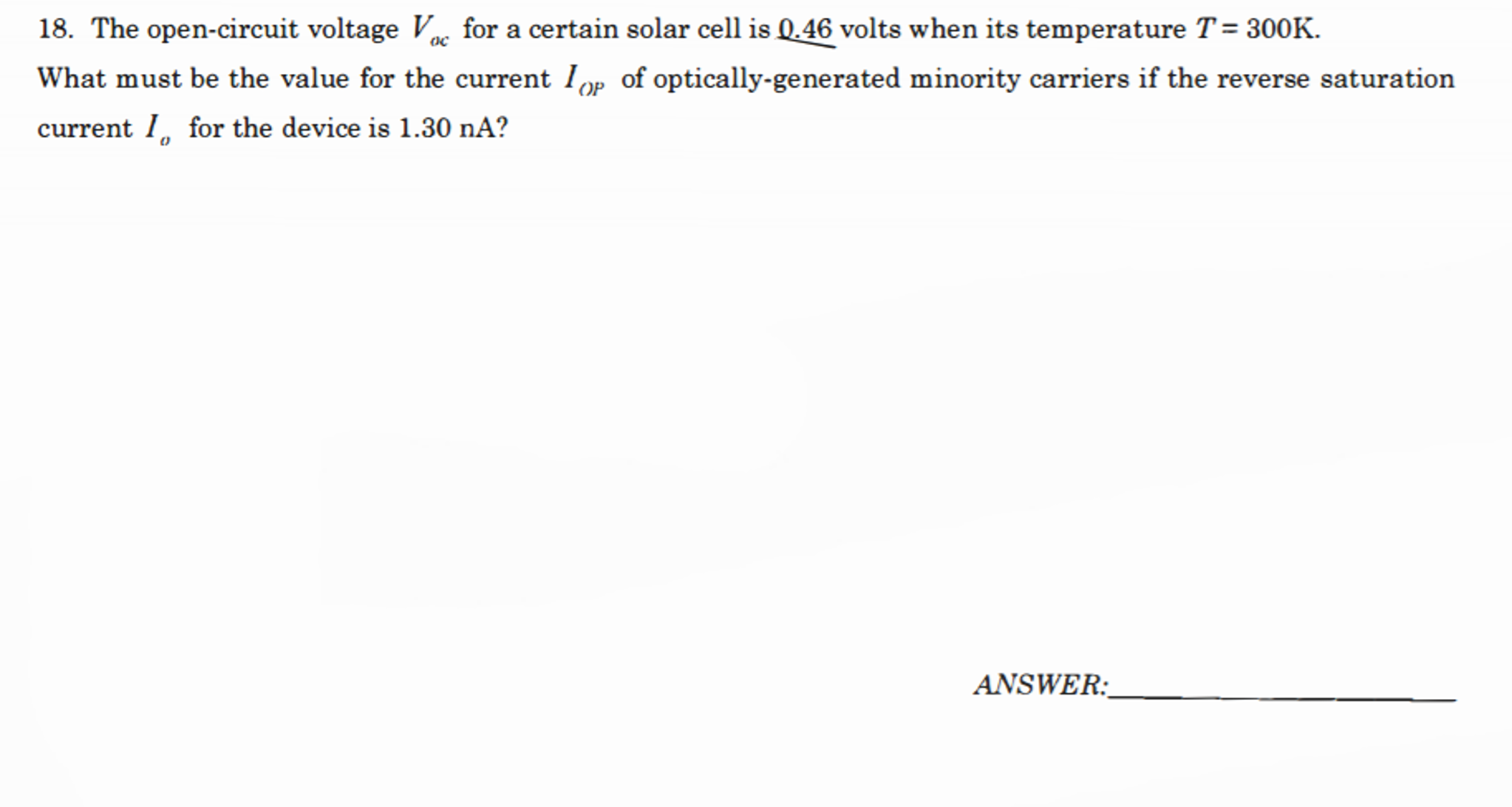 Solved The open-circuit voltage V_oc for a certain solar | Chegg.com
