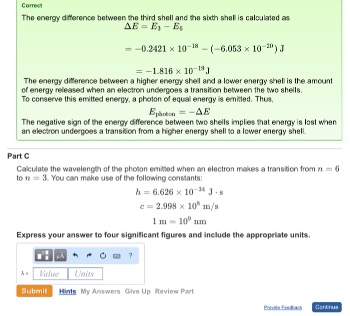 Solved Correct The Energy Difference Between The Third Shell 3683
