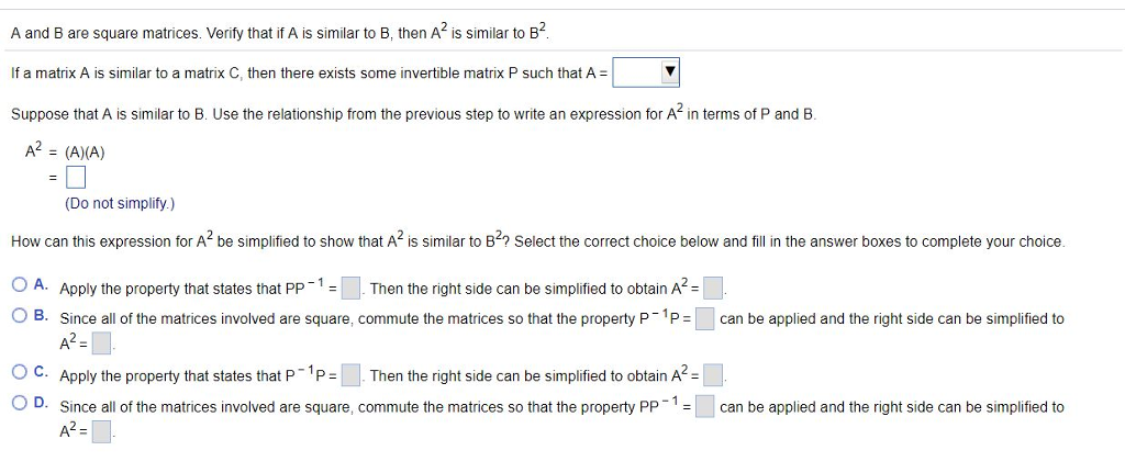 Solved A and B are square matrices. Verify that if A is | Chegg.com