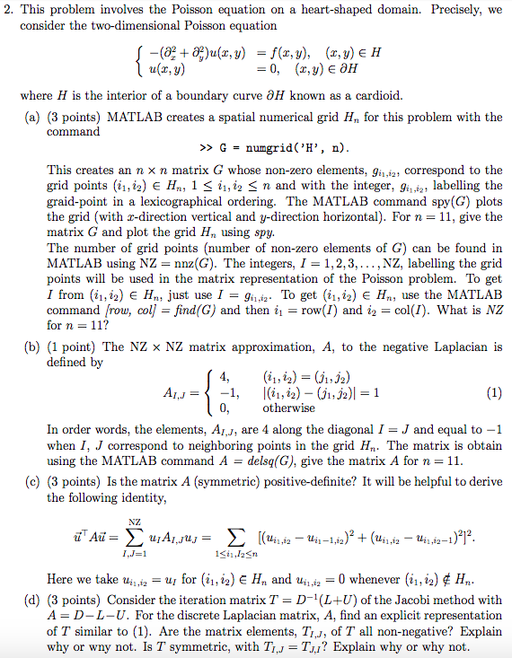 Solved 2. This problem involves the Poisson equation on a | Chegg.com