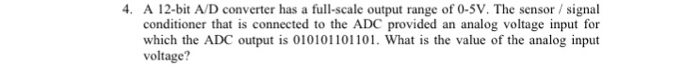 Solved A 12-bit A/D converter has a full-scale output range | Chegg.com