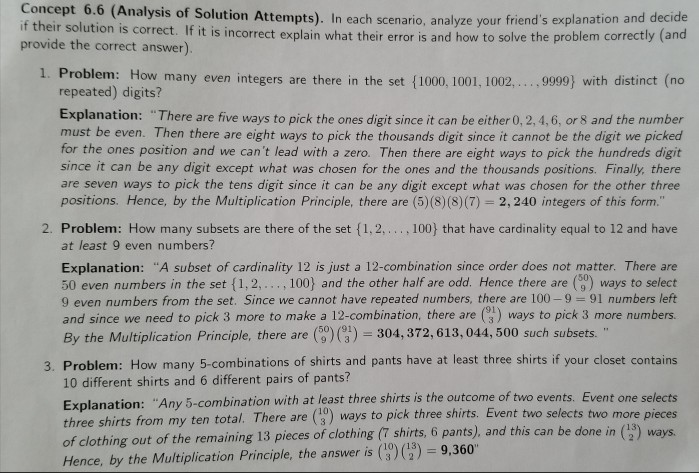 Solved Concept 6.6 ( Analysis of Solution Attempts). In each | Chegg.com