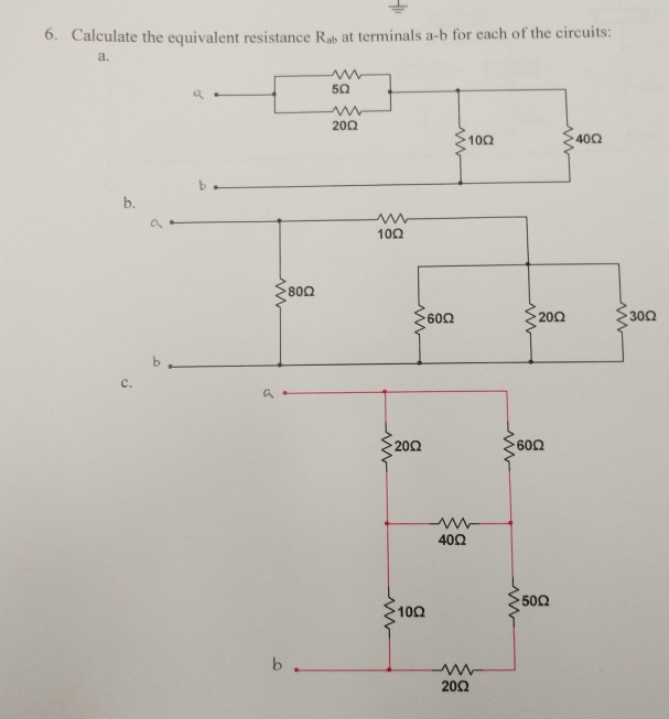 Solved 6. Calculate the equivalent resistance Rab at | Chegg.com