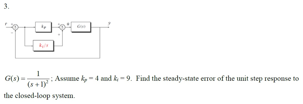Solved 3. ki/s G(s) = ; Assume kp = 4 and ki-9. Find the | Chegg.com