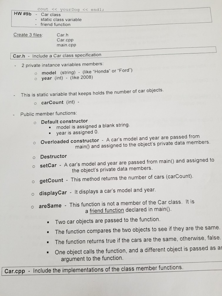 Solved HW_9ab (2 Parts) HW_9a Dog class Overload operators | Chegg.com