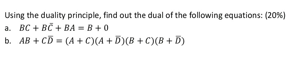 Solved Using the duality principle, find out the dual of the | Chegg.com