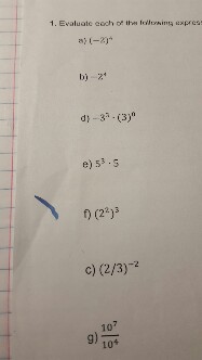 Solved Evaluate each of the following expression (-2)^4 | Chegg.com